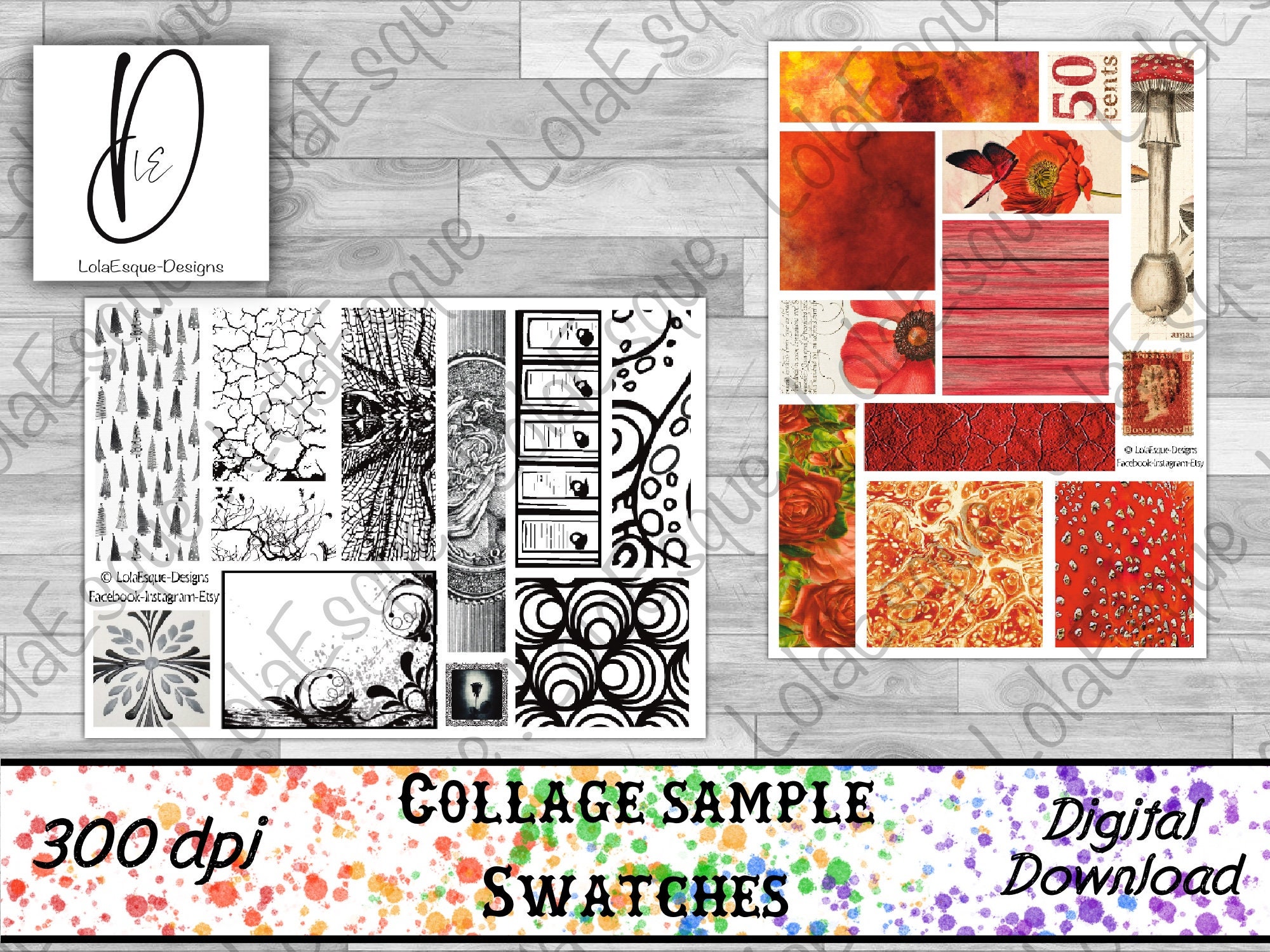 Collage Sample Swatches Digital Download. Great for Collages - Etsy