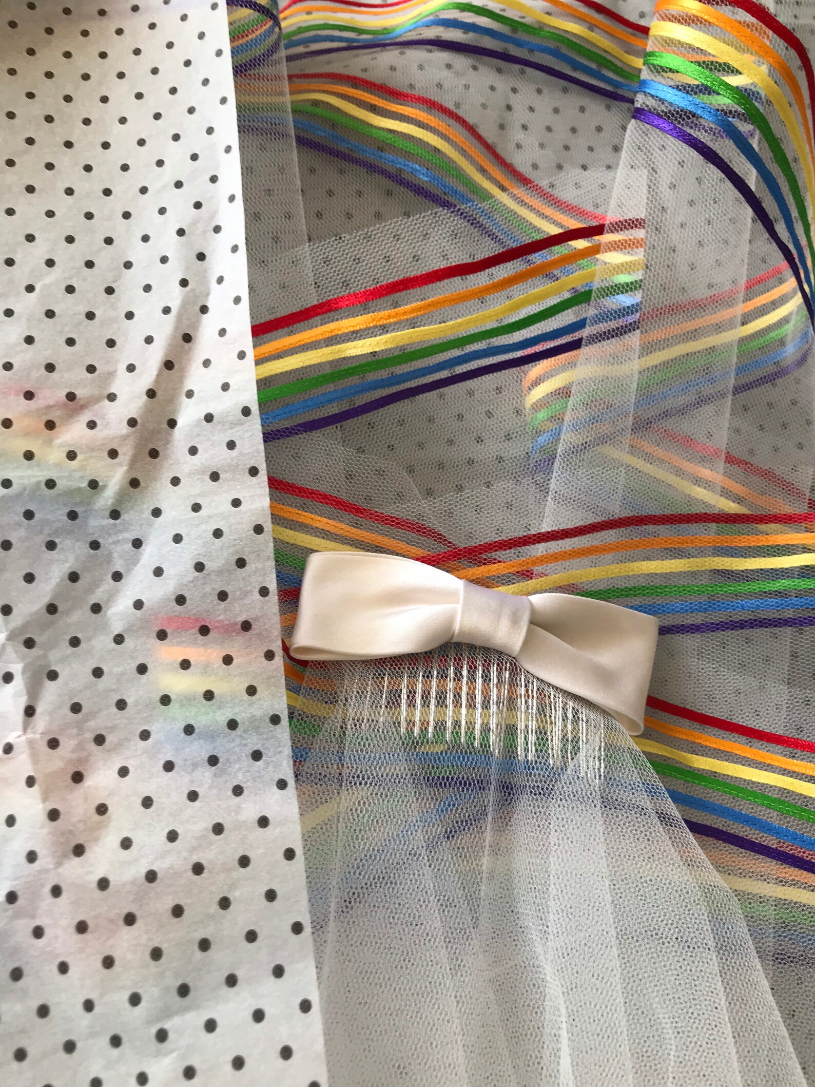 Rainbow Veil Veil With Rainbow Ribbon Edging | Etsy UK