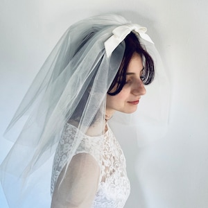 Short Full Veil With Narrow Bow - Etsy