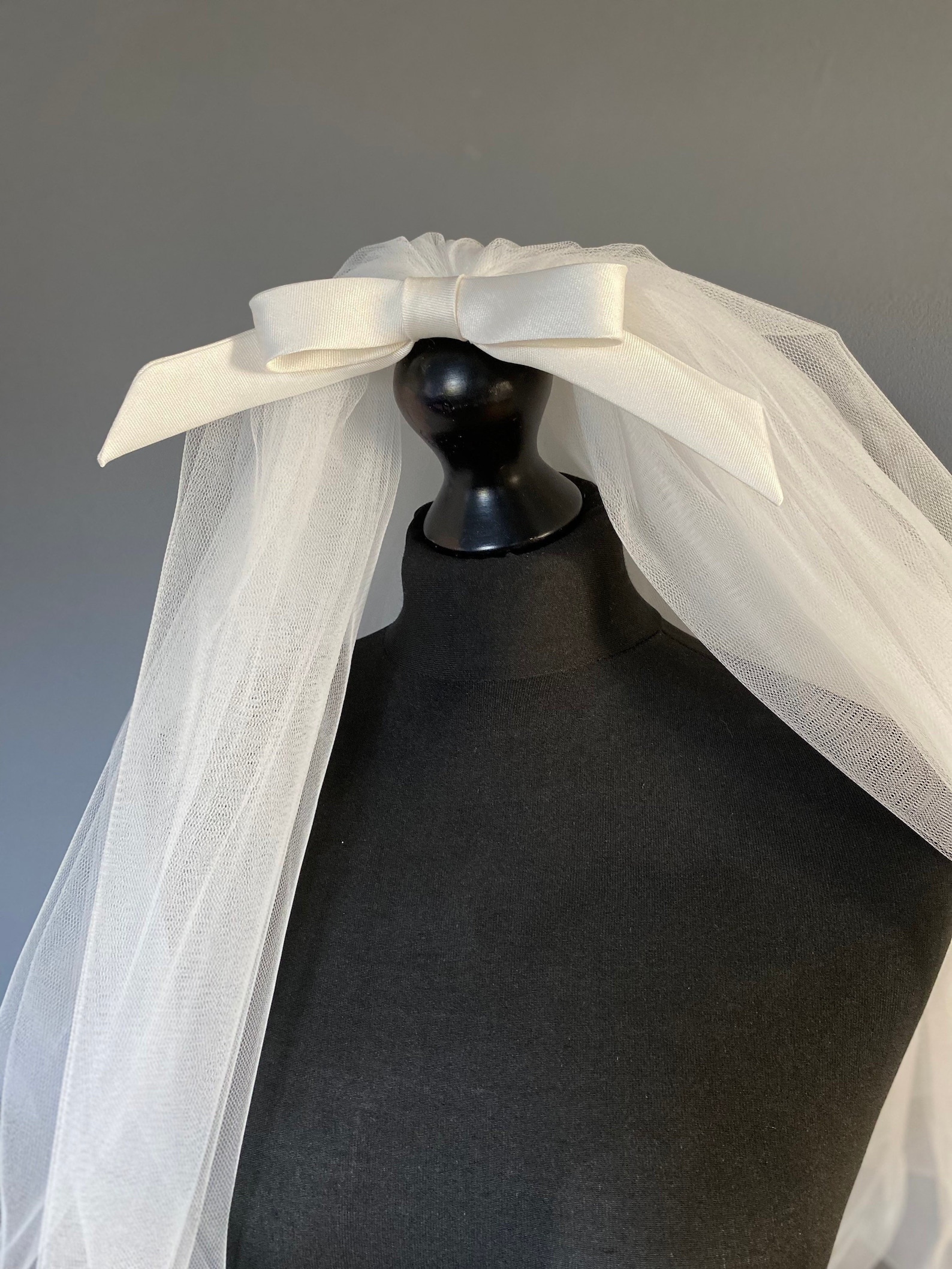 Short Full Veil With Narrow Bow - Etsy UK