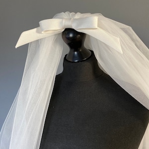 Short Full Veil With Narrow Bow - Etsy