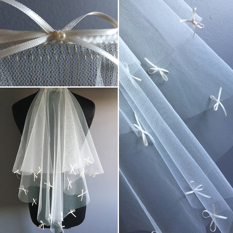 Short Veil With Ribbon Bow Detail - Etsy
