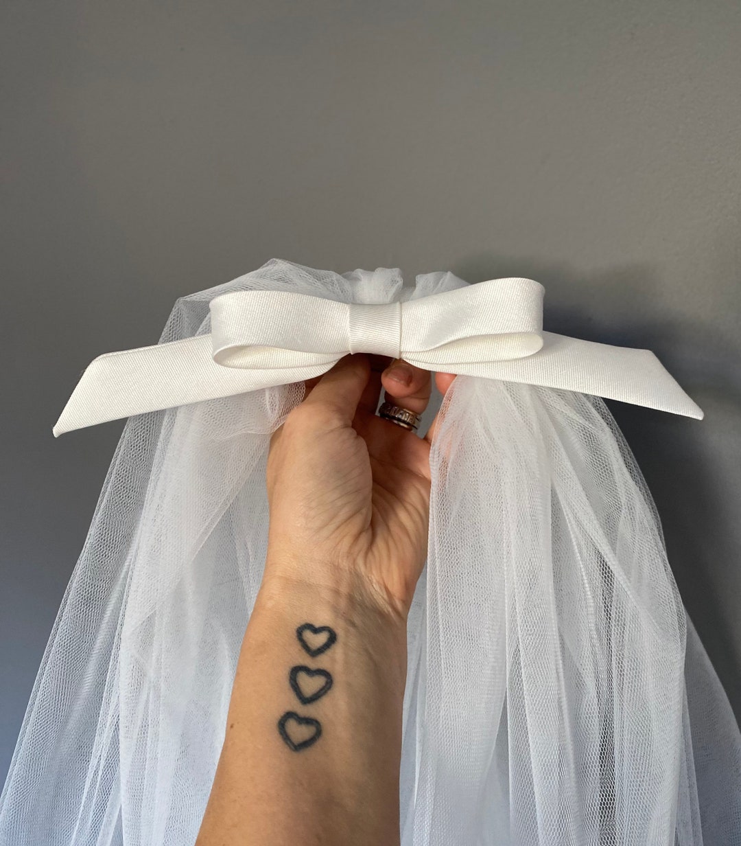 Short Full Veil With Narrow Bow - Etsy