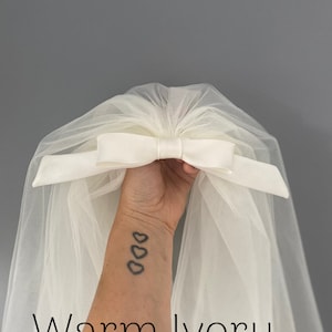 Short Full Veil With Narrow Bow - Etsy