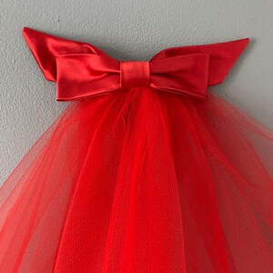 Short Red Wedding Veil With Bow - Etsy