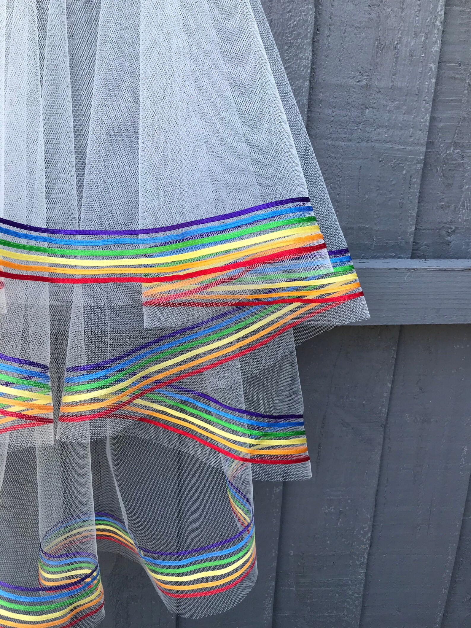 Rainbow Veil Veil With Rainbow Ribbon Edging | Etsy UK