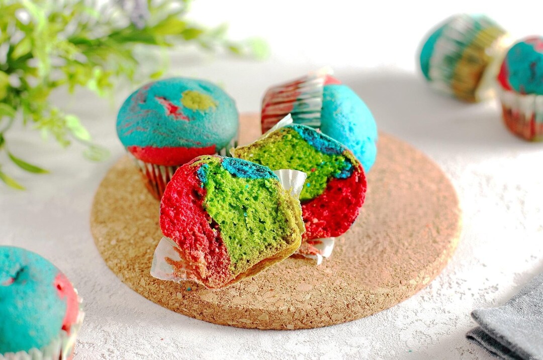 Colourful Cupcakes Recipe, Rainbow Muffins Recipe, Festive Rainbow Cake ...