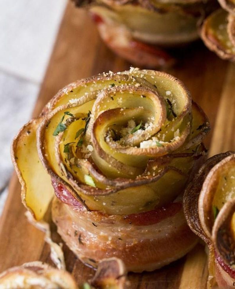 Potato and Bacon Roses Recipe, Appetizer for Holidays, Hors D’ Oeuvres ...