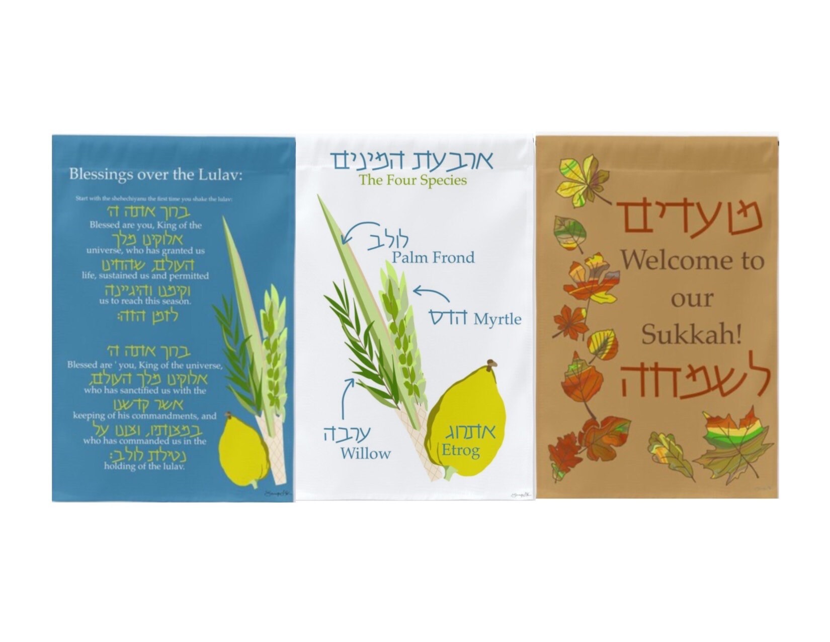Sukkot Decorations, Sukkah Decoration Set, Lulav Blessing Sign ...