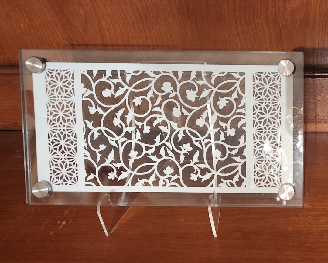 Glass and Papercut Tray, Papercut Tableware, Dessert Platter, Dresser ...