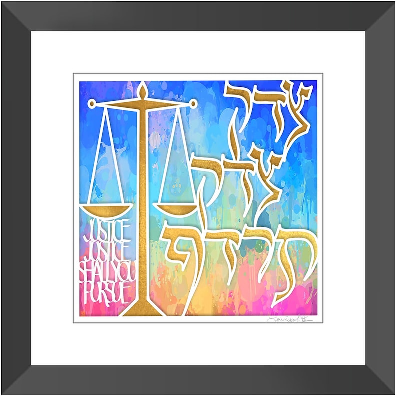 Justice Justice Shall You Pursue Judaica Hebrew Calligraphy Papercut ...