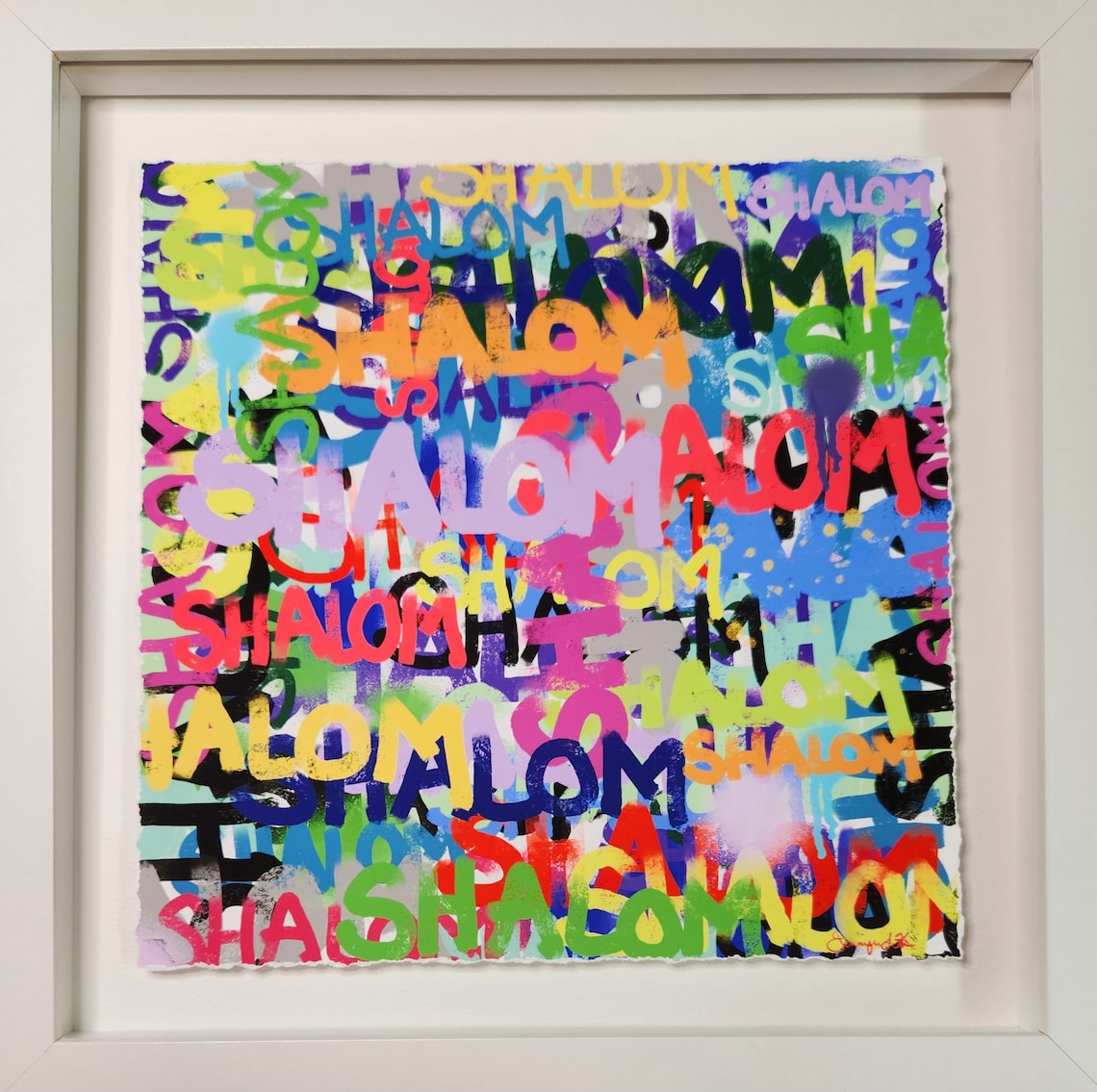 Shalom Graffiti Framed Jewish Art, Modern Judaica, Jewish Gift, Framed ...