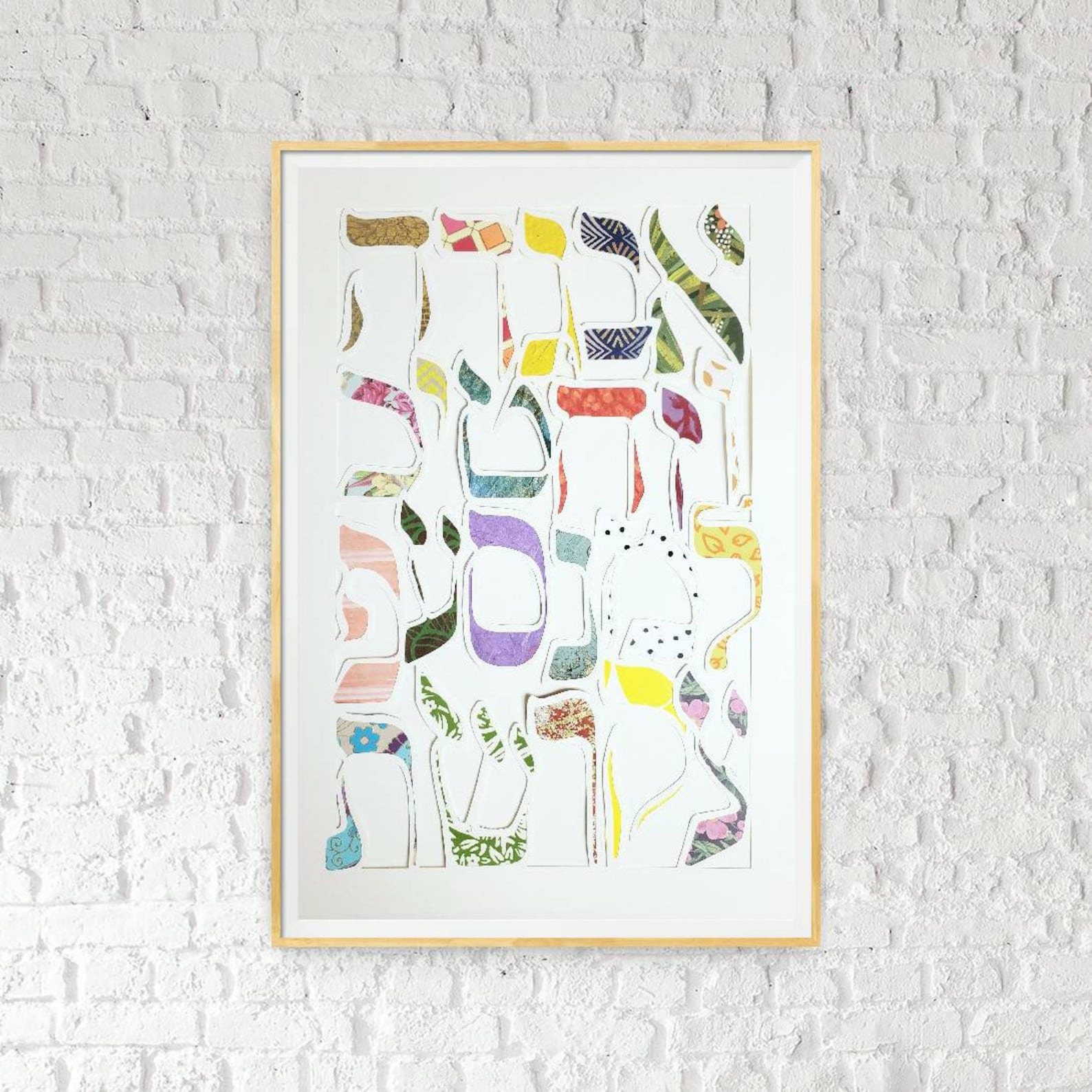 Aleph Bet Papercut Collage, Original Judaica, Jewish Art, Jewish Home ...