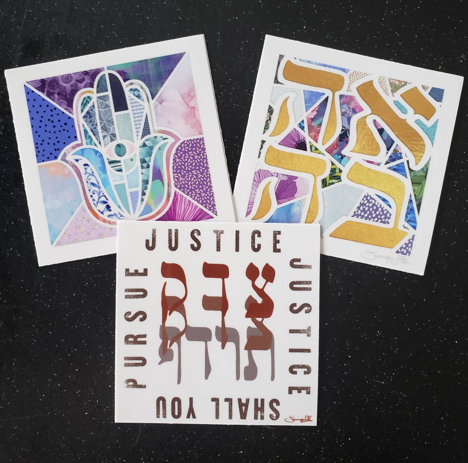 Vinyl Jewish Sticker, Ahava Sticker, Hamsa Sticker, Tzedek Tzedek ...