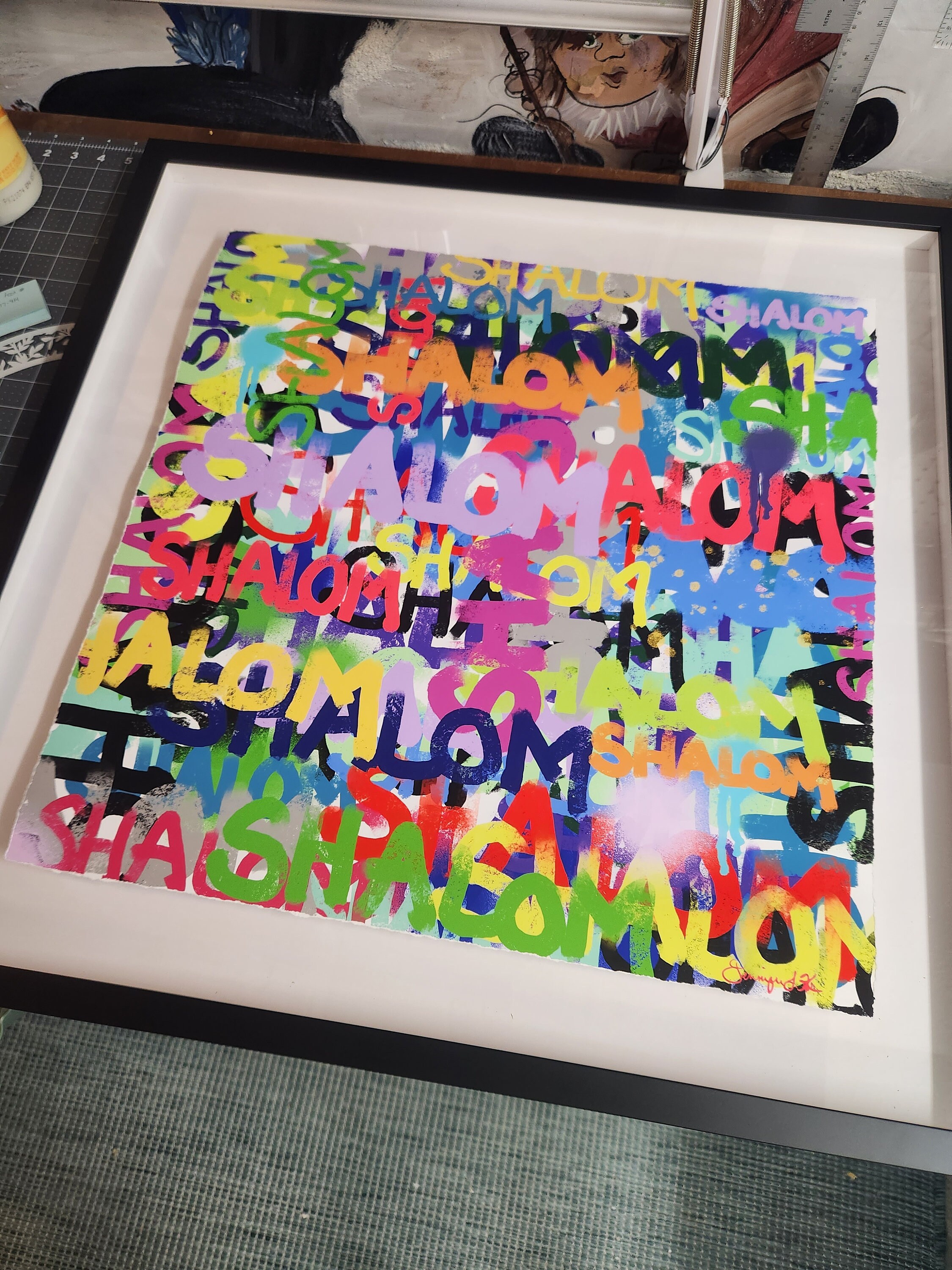 Shalom Graffiti Framed Jewish Art, Modern Judaica, Jewish Gift, Framed ...