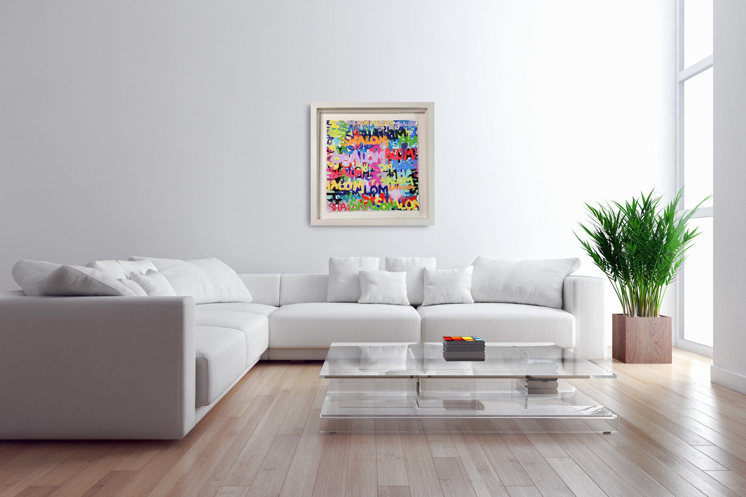 Shalom Graffiti Framed Jewish Art, Modern Judaica, Jewish Gift, Framed ...