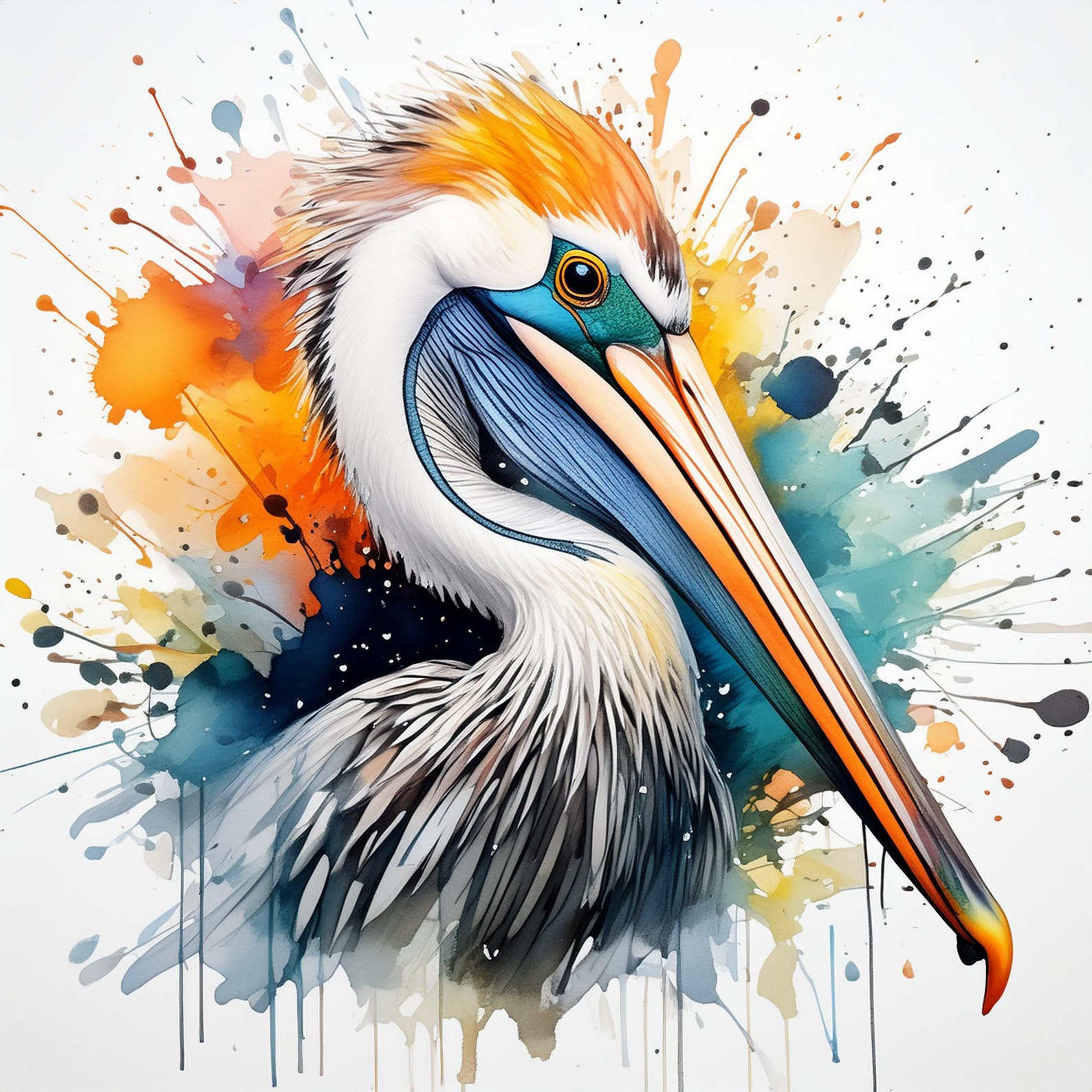 Abstract Pelican, Key West Style Wall Art. Florida Art Work, Digital ...
