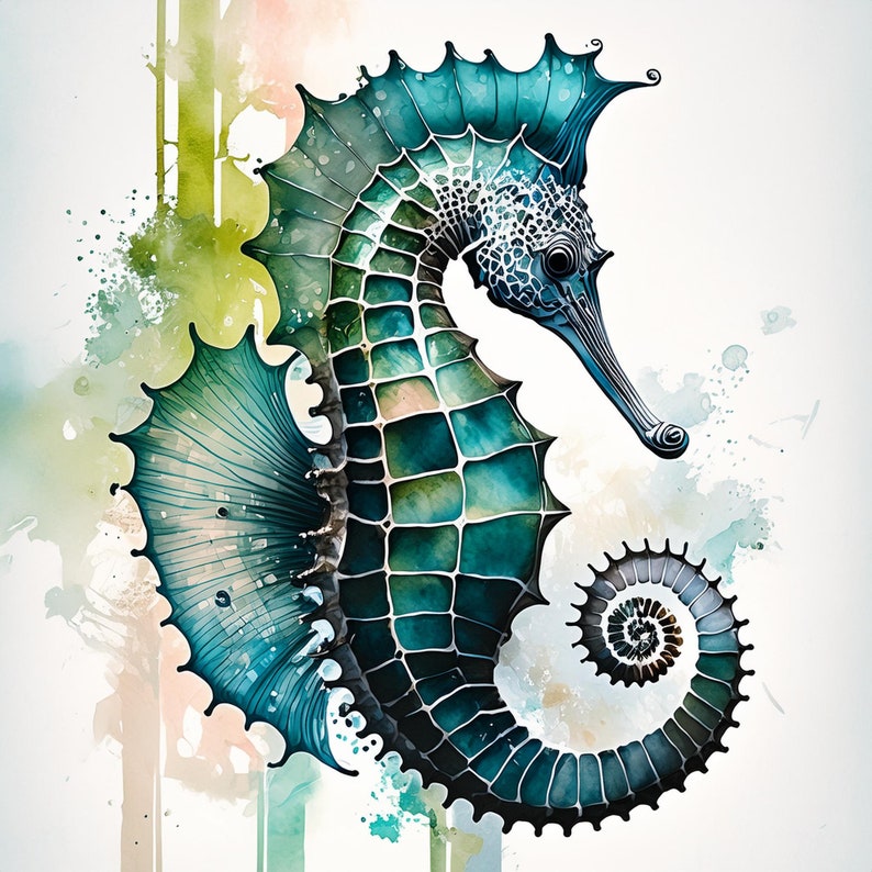 Abstract Seahorse Key West Wall Art. Digital Download, Seahorse ...