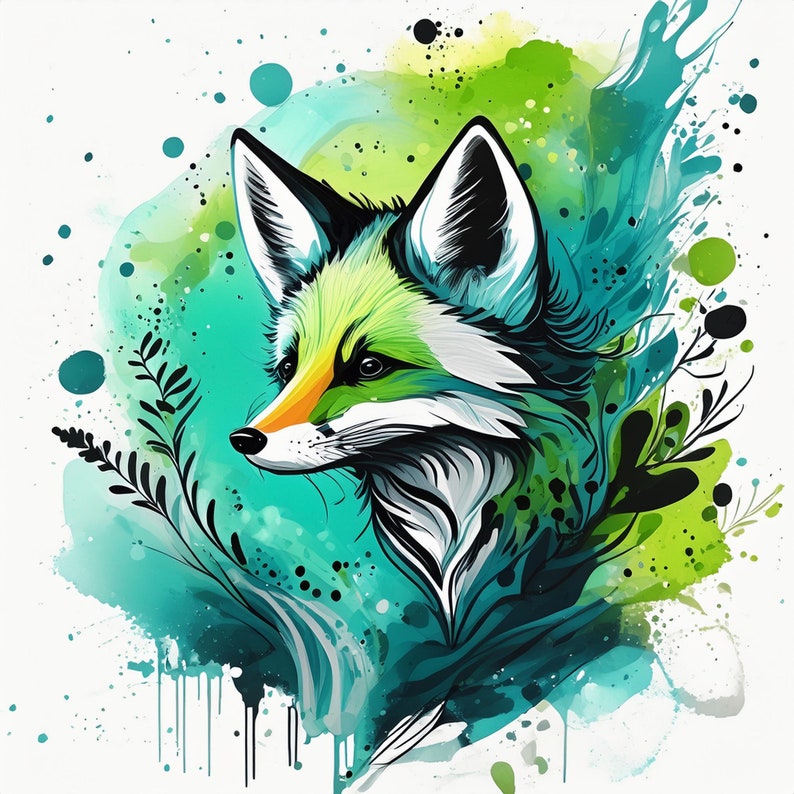 Abstract Fox Digital Painting, 3 Digital Downloads - Etsy
