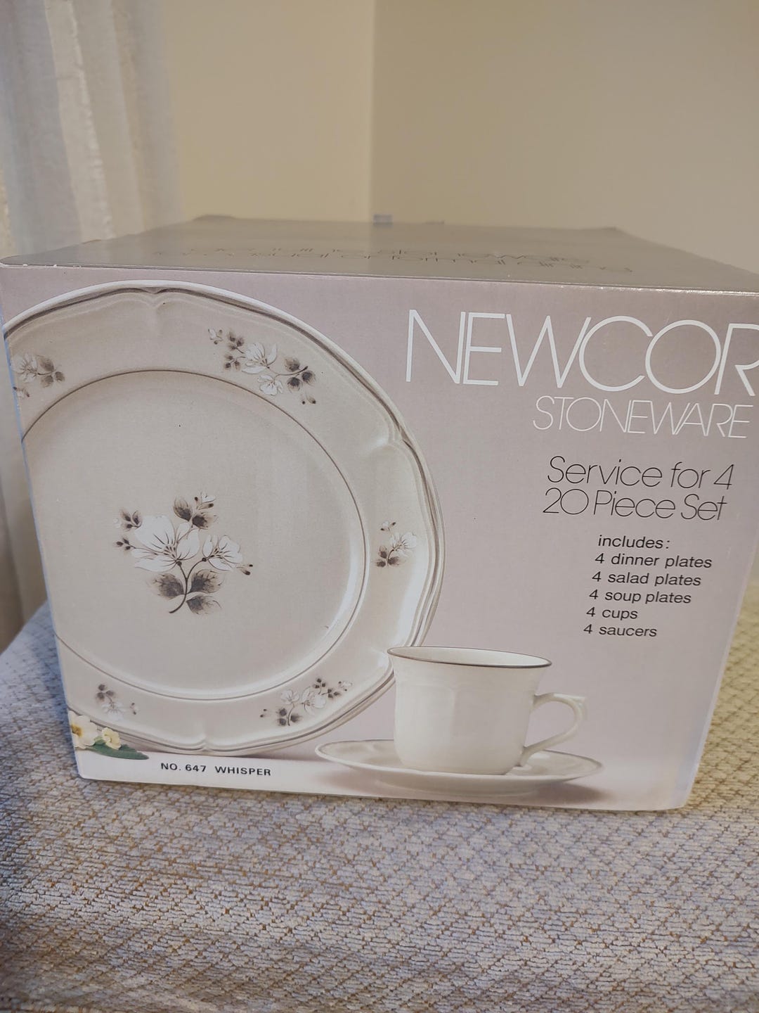 Vintage Stoneware 40 Piece Set Whisper Pattern Stoneware Vintage Newcor ...