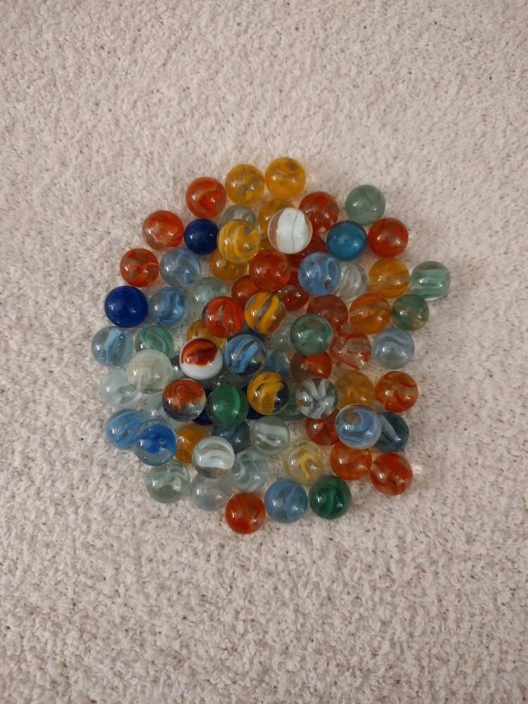 Vintage Set of 76 Marbles Cats Eye Marbles Glass Marbles Swirl Marles ...