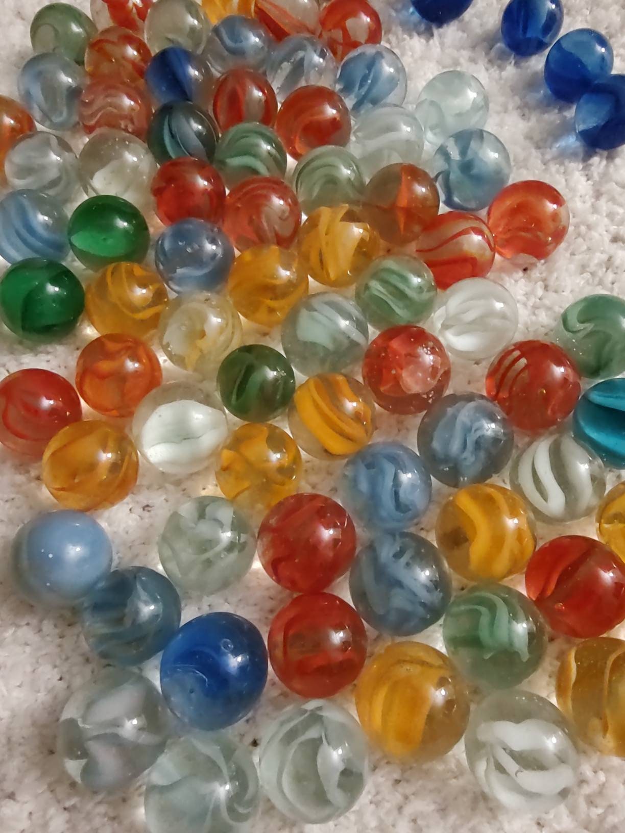 Vintage Set of 76 Marbles Cats Eye Marbles Glass Marbles Swirl Marles ...
