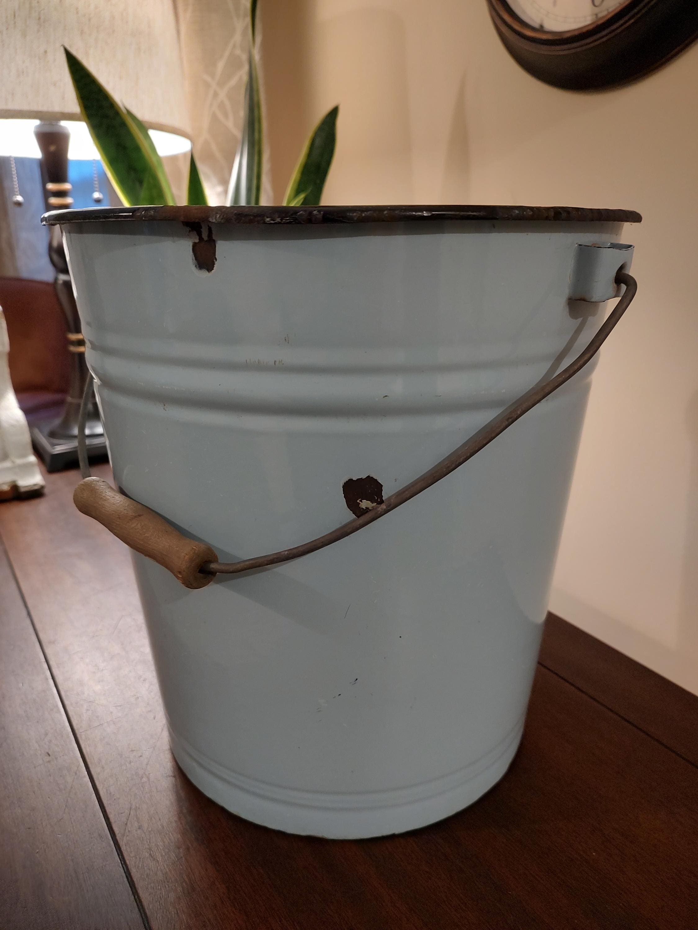 Vintage Enamel Bucket Large Enamelware Bucket European Enamelware ...