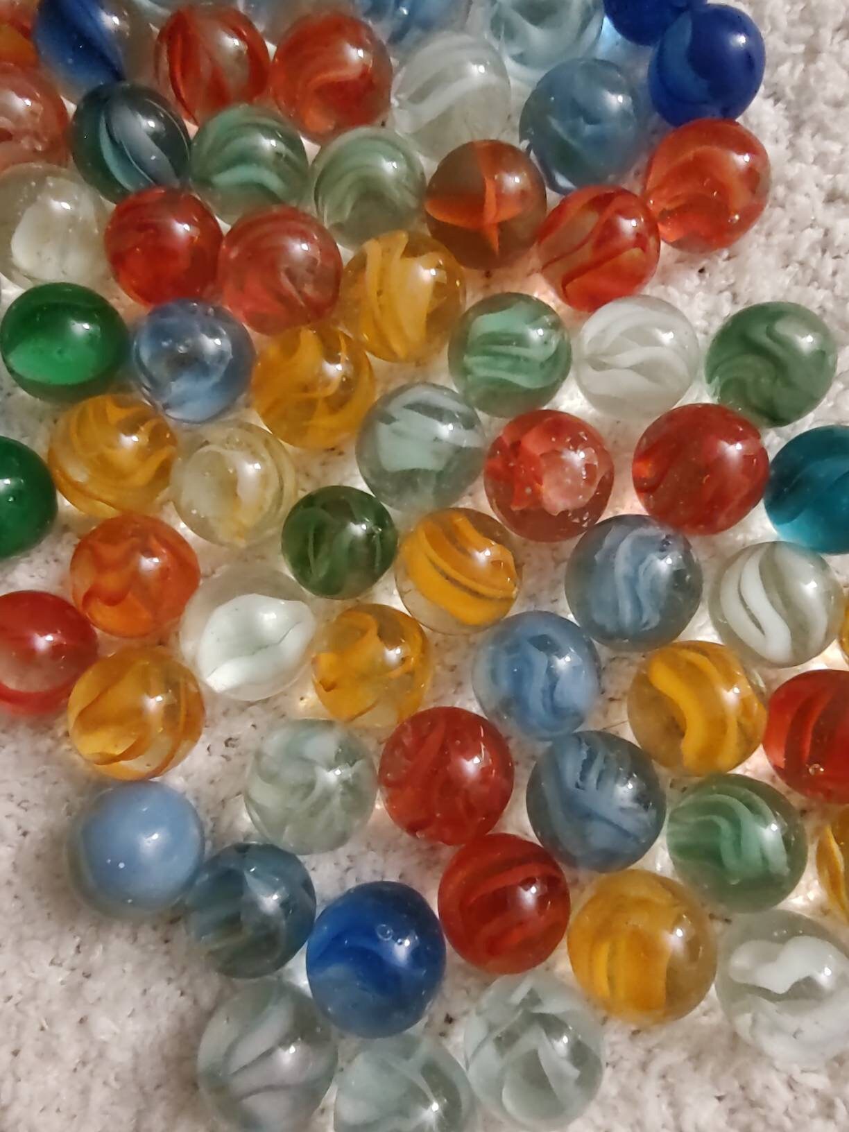 Vintage Set of 76 Marbles Cats Eye Marbles Glass Marbles Swirl Marles ...