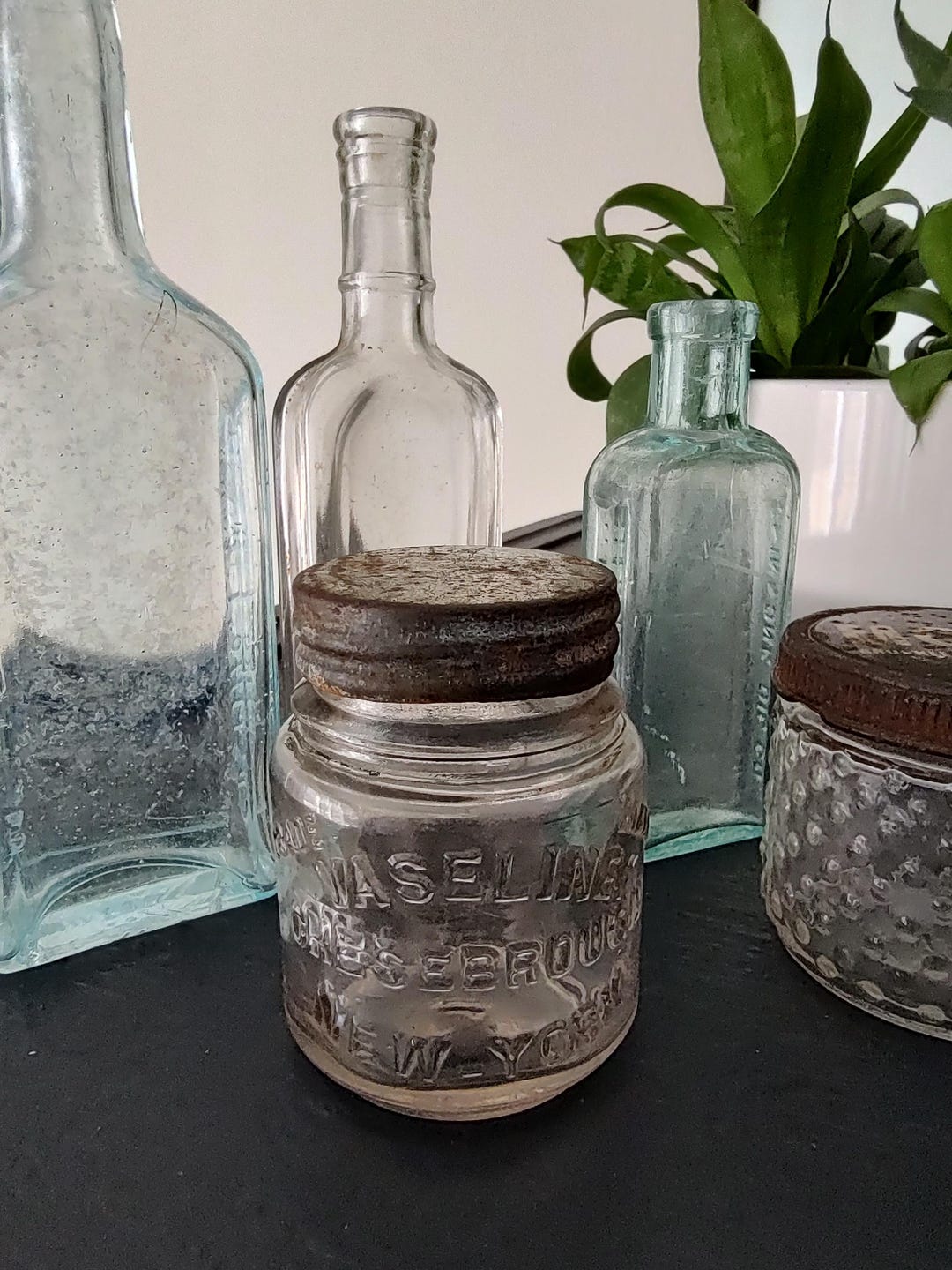 Collection of Antique Bottles ~ Blue Glass Bottles ~ Set of Antique ...