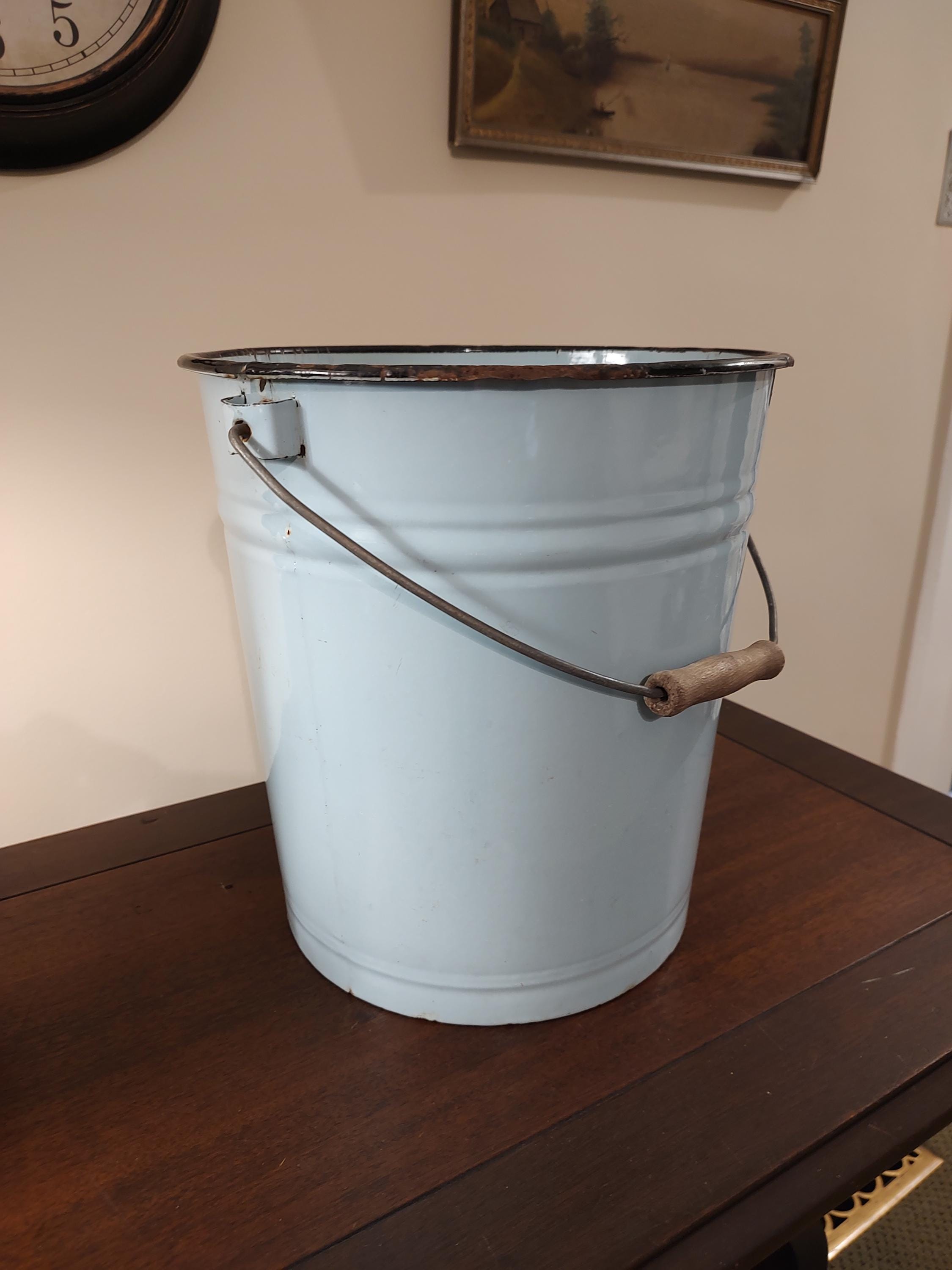 Vintage Enamel Bucket Large Enamelware Bucket European Enamelware ...