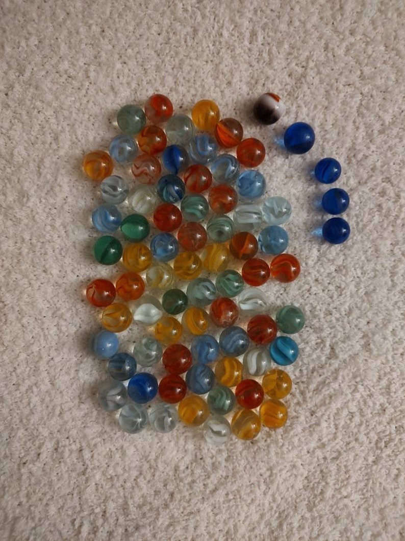 Vintage Set of 76 Marbles Cats Eye Marbles Glass Marbles Swirl Marles ...