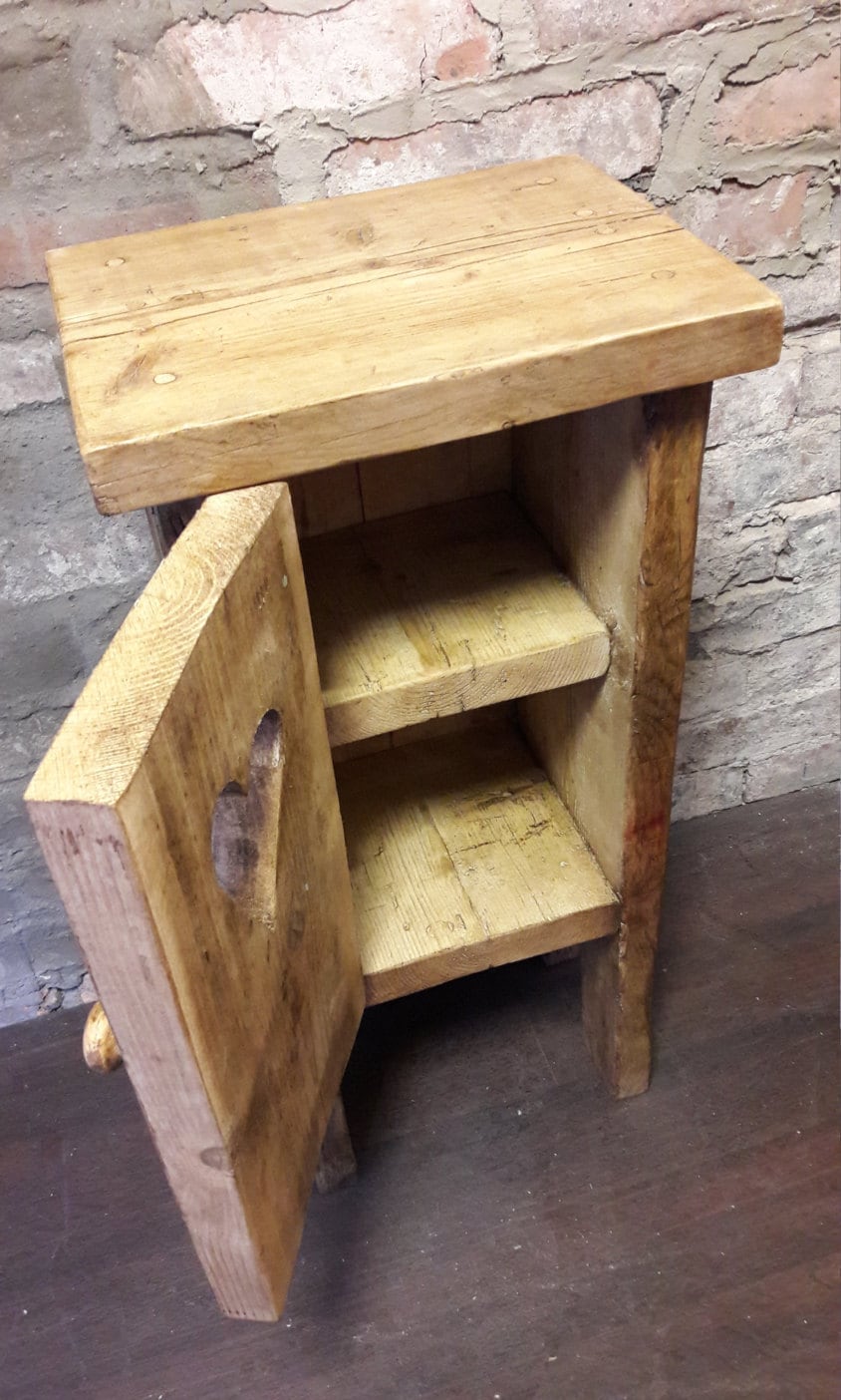 Handmade bedside table side table nightstand reclaimed wood scaffold ...