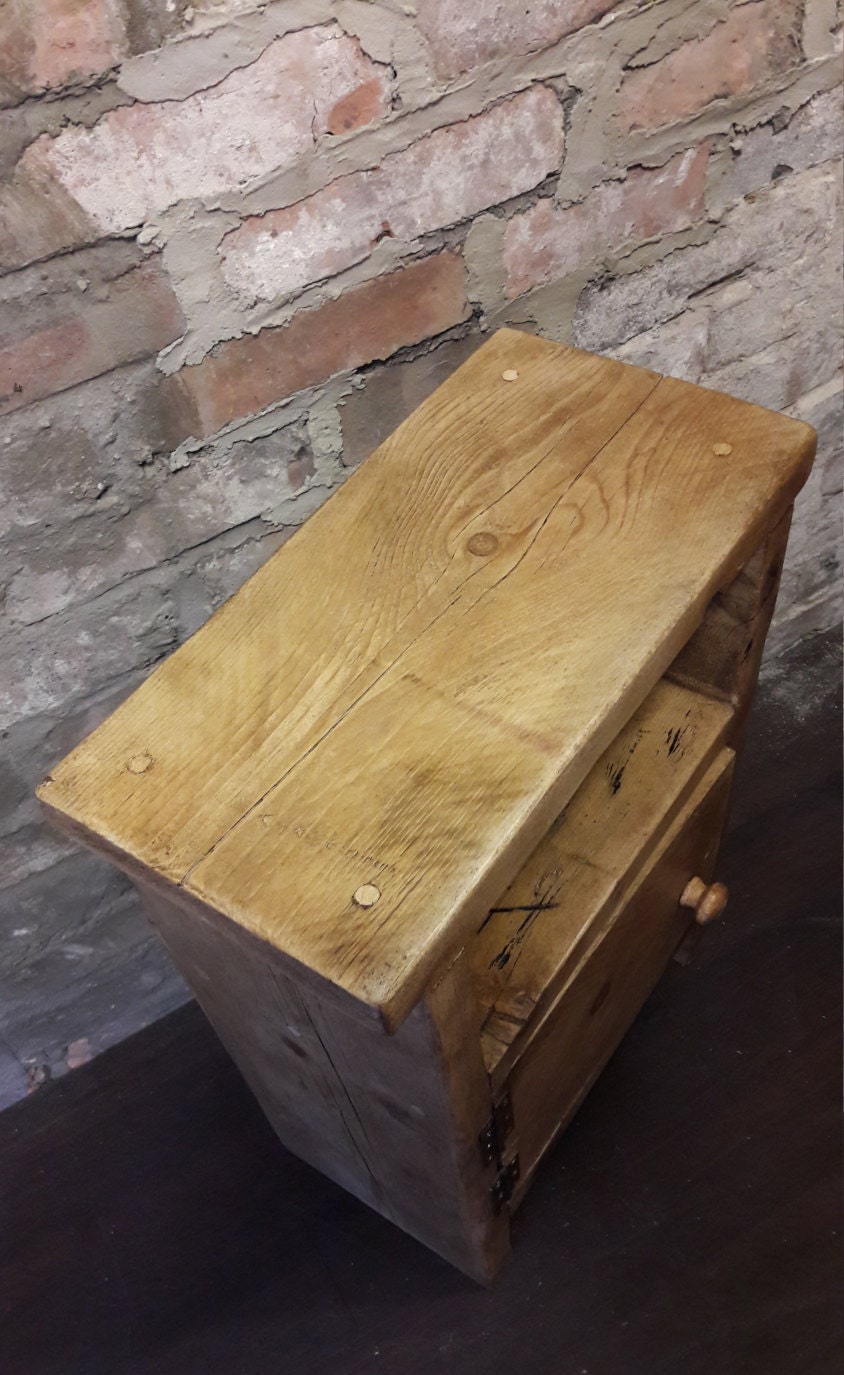 Handmade wood bedside table side table nightstand rustic reclaimed wood ...