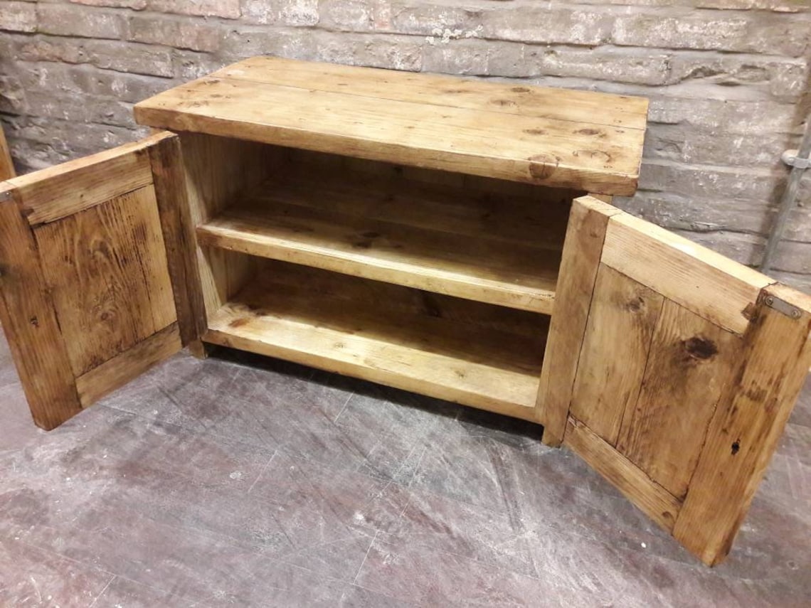 Handmade TV media unit stand rustic cupboard | Etsy