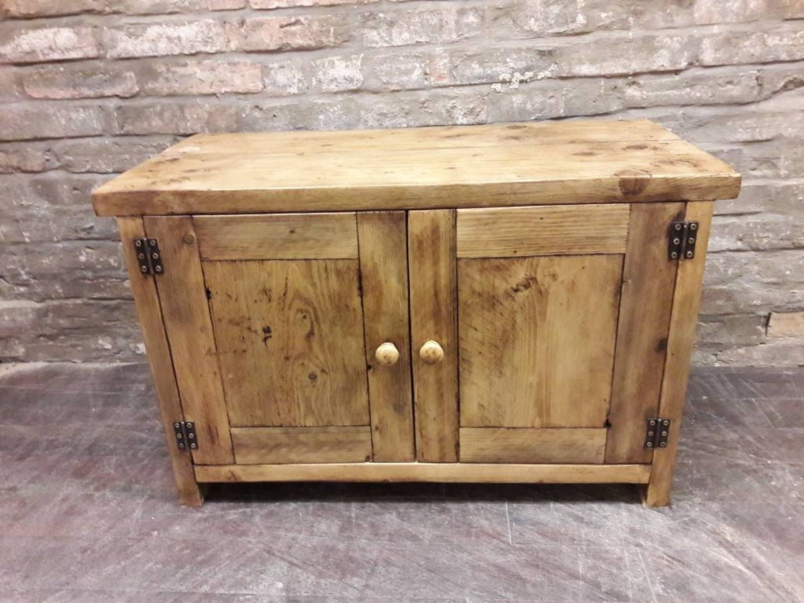 Handmade TV media unit stand rustic cupboard | Etsy