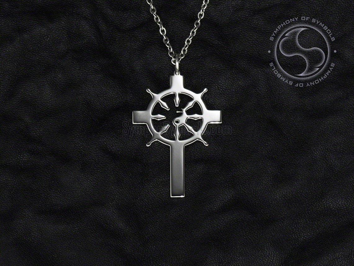 Dharma Cross Pendant Buddhism Symbol Stainless Steel Jewelry | Etsy
