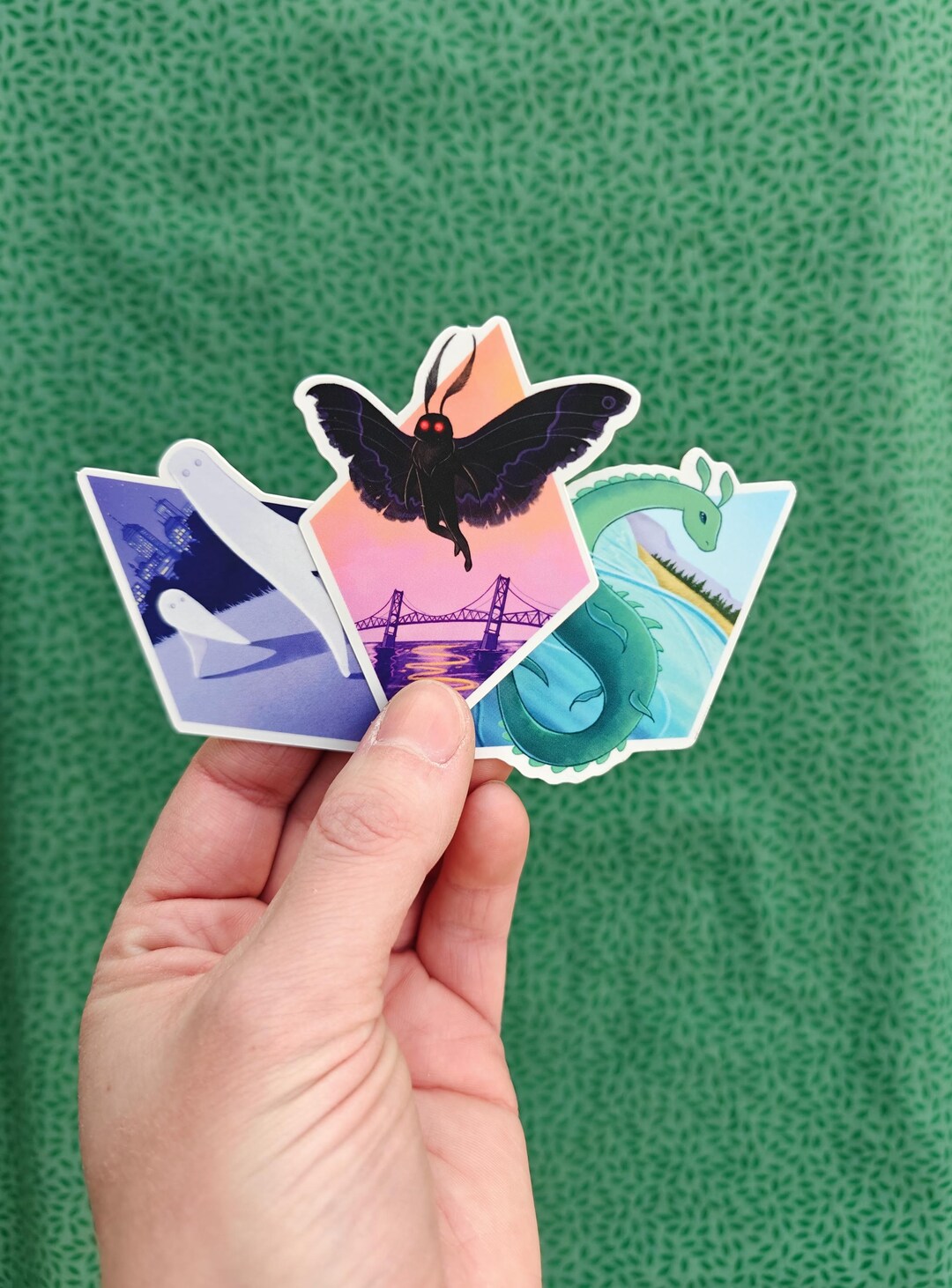 Cryptid Vinyl Stickers: Mothman, Fresno Nightcrawler, Lochness/bear ...
