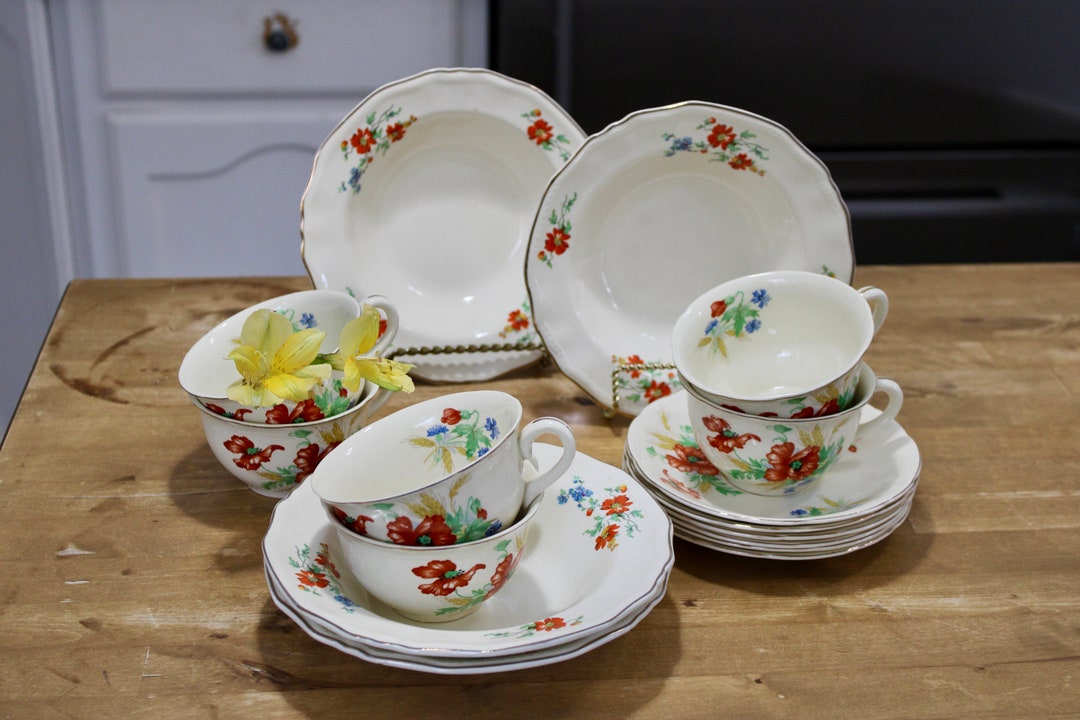 1930s English Country Tea Party Alfred Meakin Astoria Royal Marigold 16 ...