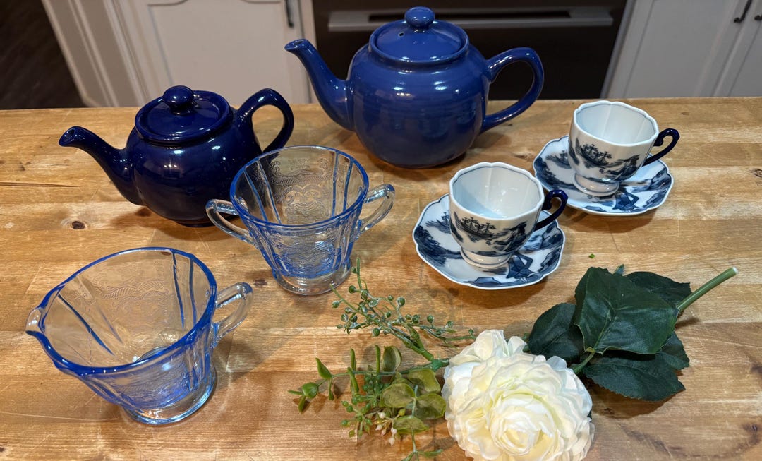 Japanese Dutch Themed Demitasse Teacup Saucer Sets; Indiana Light Blue ...