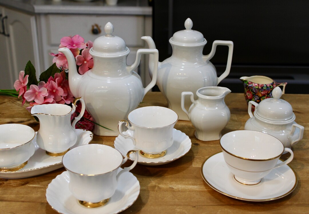 White Classic Tea Party - Coffee Tea Set Bavarian German Bareuther ...