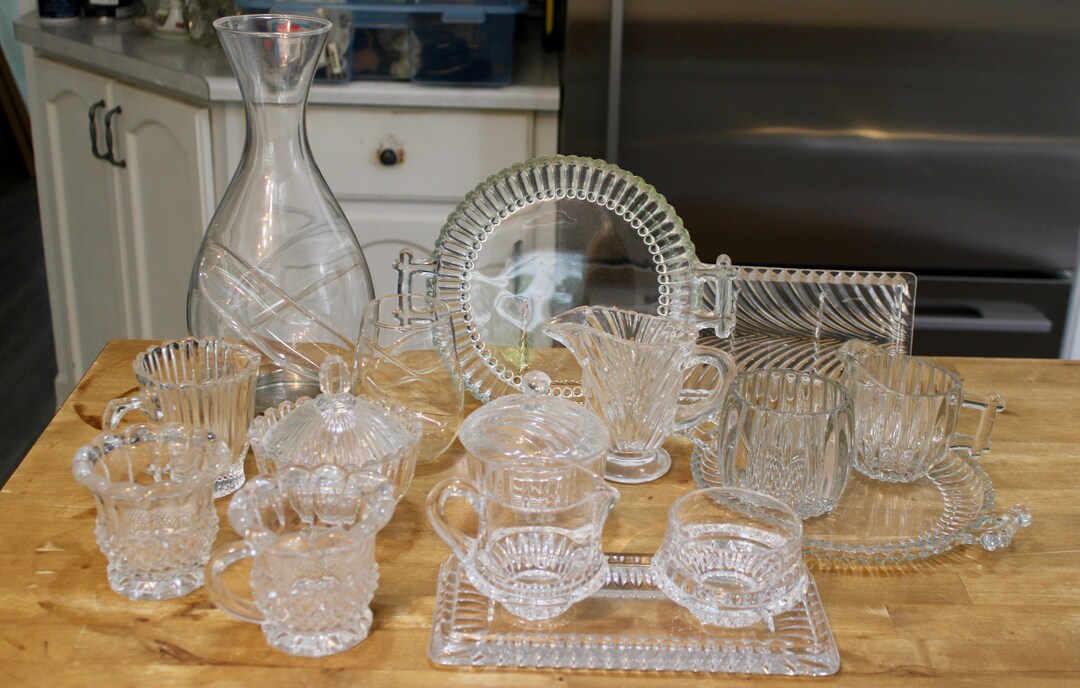 1940s and 1950s MCM Crystal Tea Sets Galore Creamers Sugar - Etsy