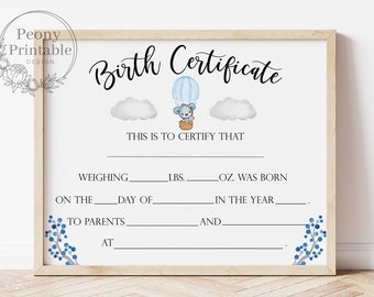 Boy Birth Certificate - Etsy