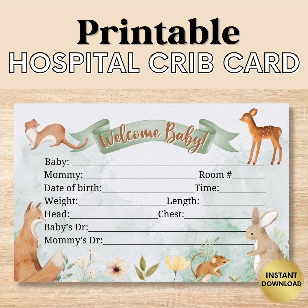 Hospital Crib Card, Baby Birth Stats, Baby Boy Name Card, NICU Name ...