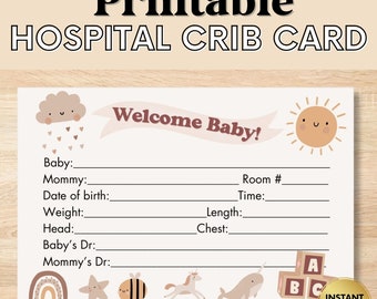 Hospital Crib Card Baby Birth Stats Baby Boy Name Card NICU - Etsy