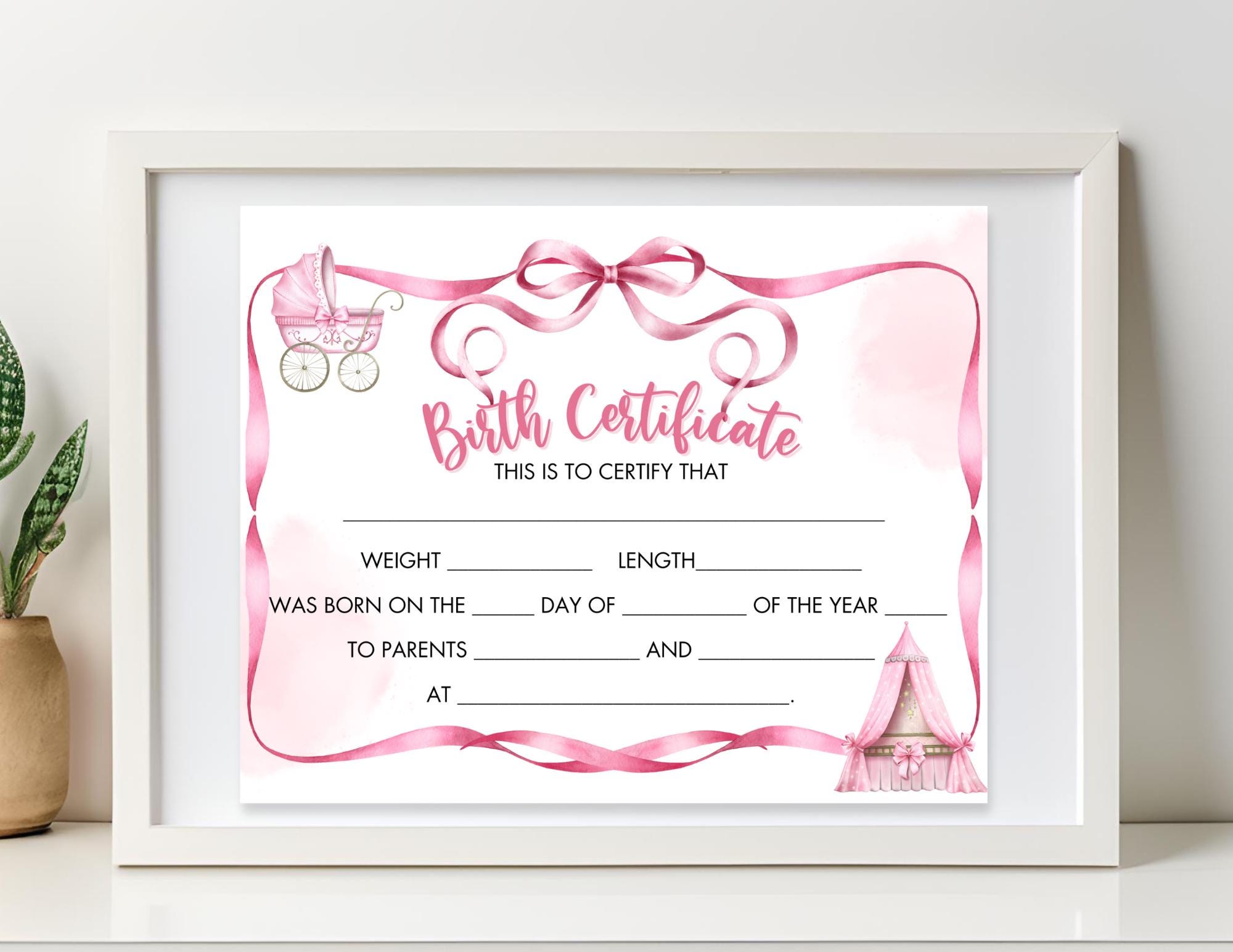 Printable Baby Birth Certificate, Baby Girl Certificate, Newborn ...