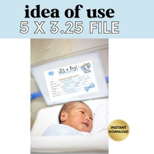 Hospital Crib Card, Baby Birth Stats, Baby Boy Name Card, NICU Name ...