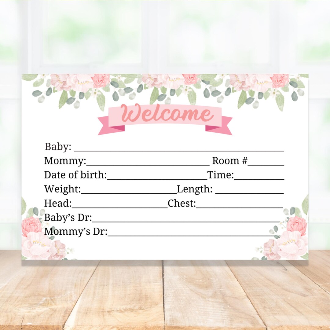 Hospital Crib Card, Baby Girl Name Card, NICU Name Card, Printable Name ...