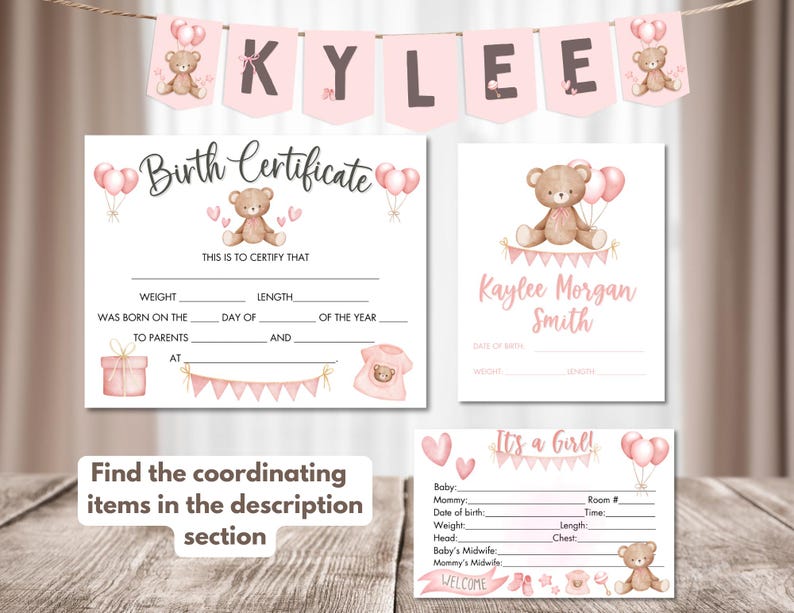 Printable Baby Birth Certificate, Baby Girl Certificate, Newborn ...