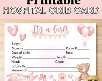 Hospital Crib Card, Baby Birth Stats, Baby Boy Name Card, NICU Name Card, Printable Name Card ...