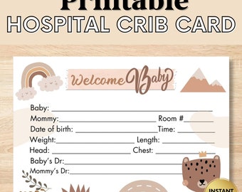 Hospital Crib Card, Baby Birth Stats, Baby Boy Name Card, NICU Name ...
